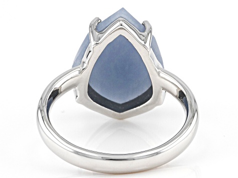 Blue Angelite Rhodium Over Sterling Silver Solitaire Ring - JSM312 | JTV