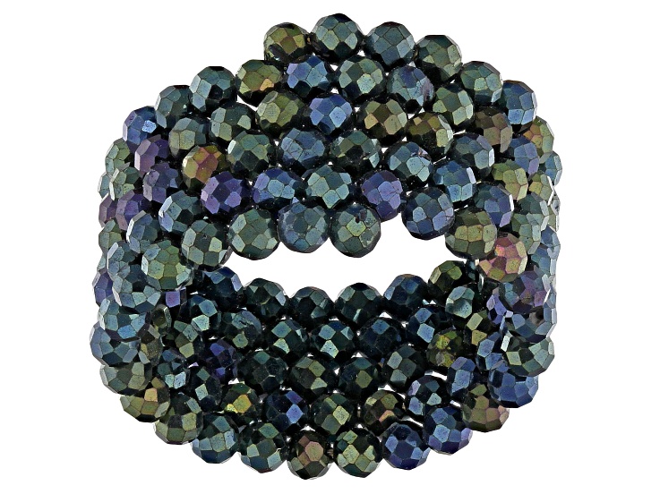 Aurora Borealis Green Color Spinel Stainless Steel Adjustable Wrap Ring ...