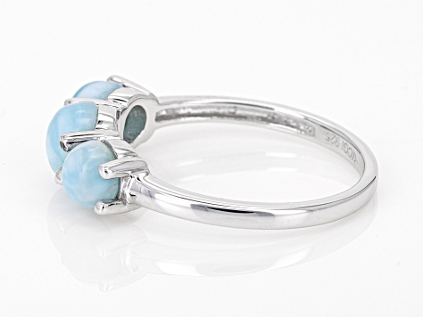 Blue Larimar Rhodium Over Sterling Silver 3-Stone Ring - JSM424 | JTV