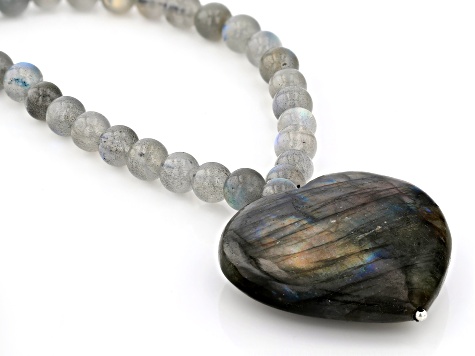 Grey Labradorite Rhodium Over Sterling Silver Necklace - JSM464 | JTV