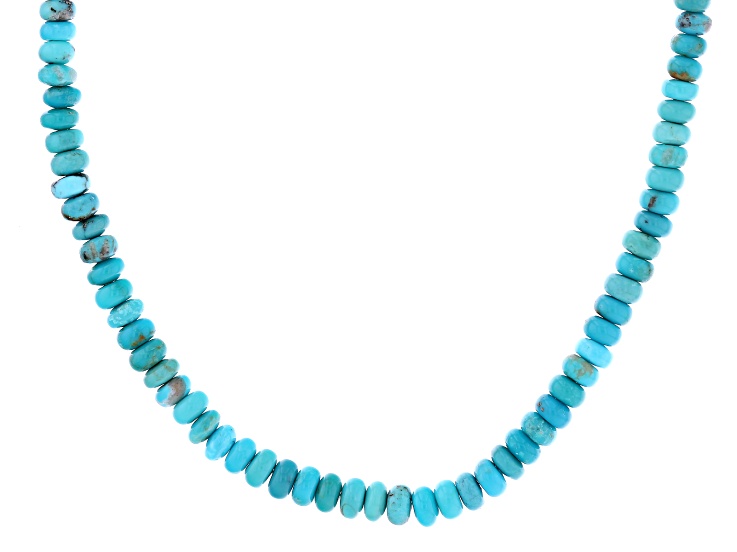 Blue Sleeping Beauty Turquoise Rhodium Over Sterling Silver Necklace ...