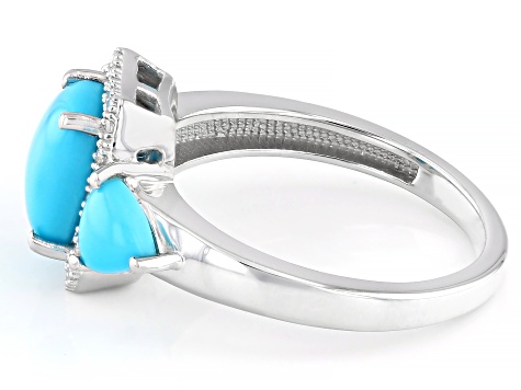 Blue Sleeping Beauty Turquoise Rhodium Over Sterling Silver Ring 0 ...