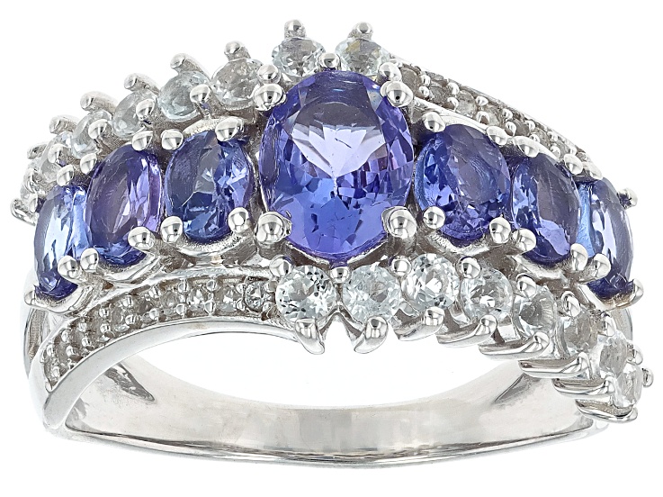 Blue Tanzanite Rhodium Over Sterling Silver Ring 2.14ctw - JSM645 | JTV