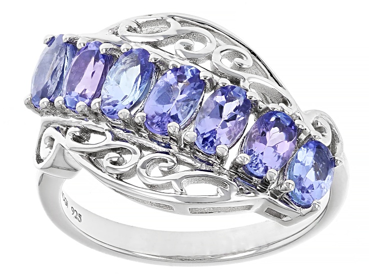 Blue Tanzanite Platinum Over Sterling Silver Ring 1.39ctw - JSM655 | JTV
