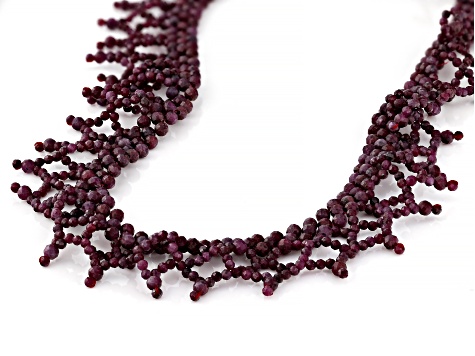 Red Indian Ruby Sterling Silver Beaded Woven Statement Necklace 130 ...