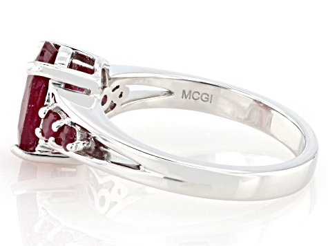Red Mahaleo Ruby Rhodium Over Sterling Silver Ring 3.40ctw - JSM817 | JTV