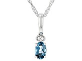 London Blue Topaz Rhodium Over Sterling Silver Pendant with Chain ...