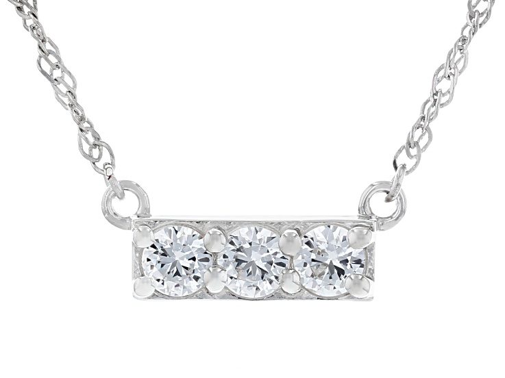White Lab Created Sapphire Platinum Over Sterling Silver Necklace 0 ...
