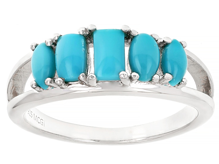 Blue Sleeping Beauty Turquoise Rhodium Over Sterling Silver Ring ...
