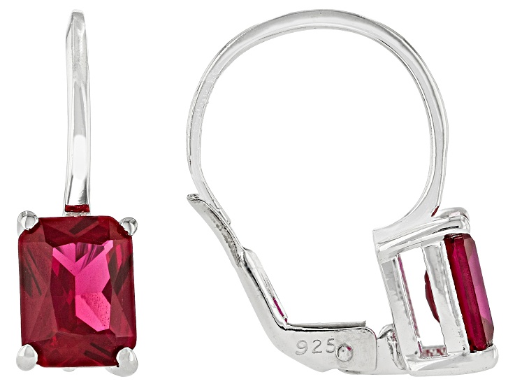 Red Lab Created Ruby Rhodium Over Sterling Silver Earrings 3.47ctw - JSM862 | JTV
