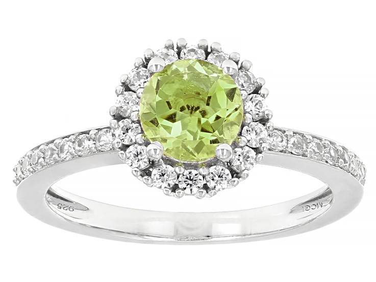 Green Peridot Rhodium Over Sterling Silver Spinner Ring 1.28ctw ...