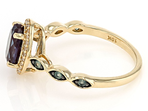 Blue Lab Created Alexandrite with Orissa Alexandrite and White Diamond ...