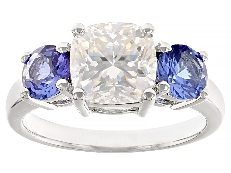 Moissanite Fire(R) and Tanzanite Platineve Ring 2.84Ctw - JSP325 | JTV