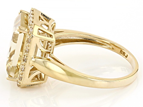 Yellow Labradorite With White Zircon 10k Yellow Gold Ring 4.05ctw ...