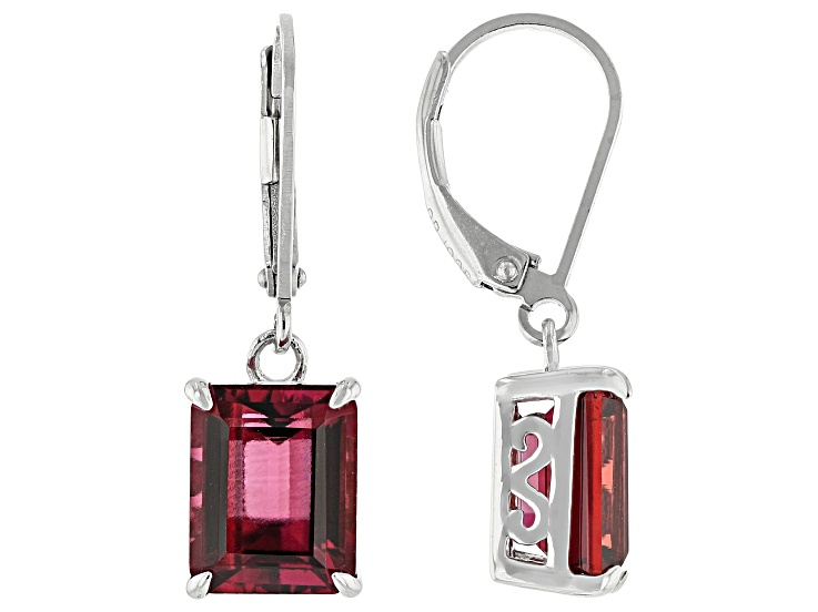 Lab Created Bixbite Rhodium Over Sterling Silver Dangle Earrings 5 ...