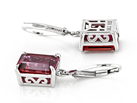 Lab Created Bixbite Rhodium Over Sterling Silver Dangle Earrings 5 ...