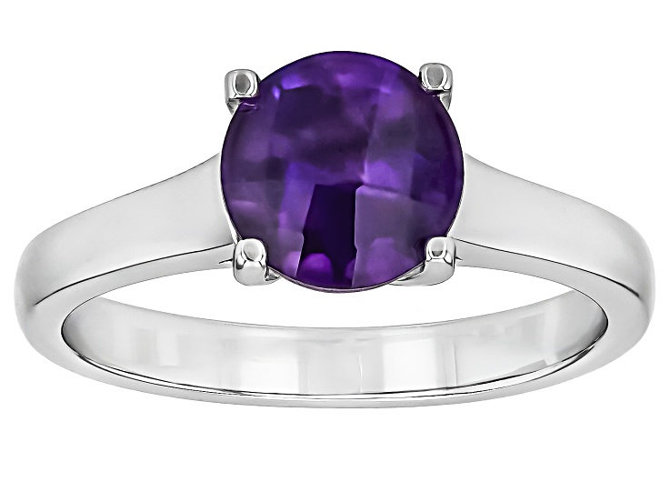 Purple African Amethyst Rhodium Over Silver Solitaire Ring 1.61ct - KTS077 | JTV