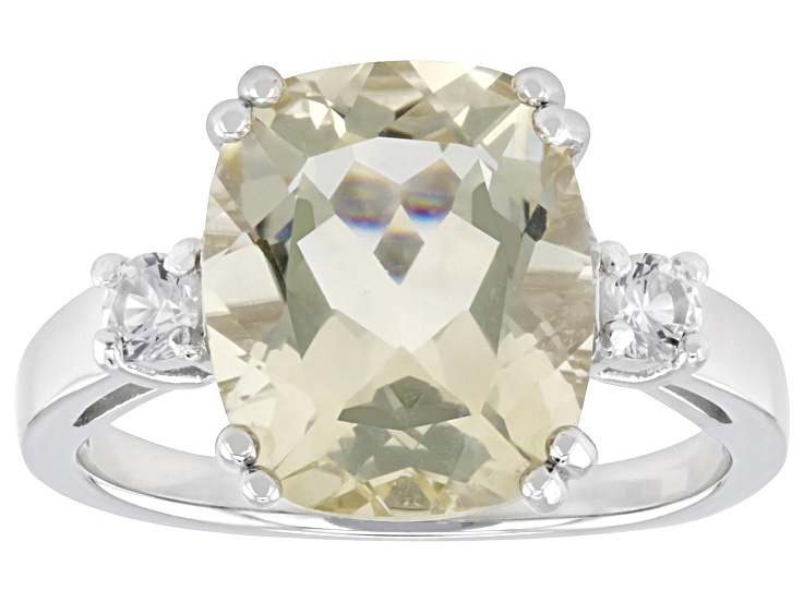 Yellow Labradorite Rhodium Over Silver 3-Stone Ring 4.51ctw - KTS149 | JTV