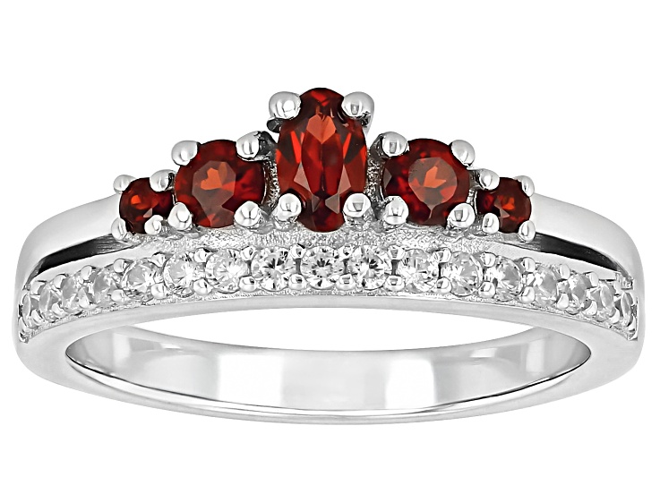 Red Garnet Rhodium Over Sterling Silver Ring 0.79ctw - KTS156 | JTV