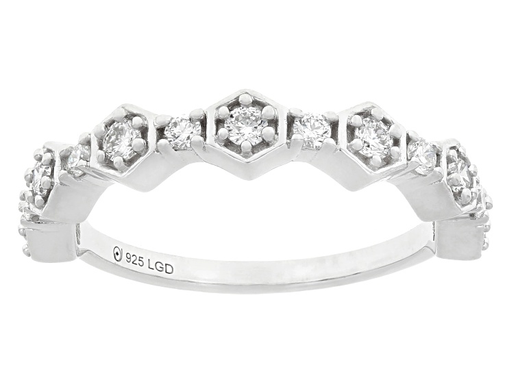 White Lab-Grown Diamond G-H VS Rhodium Over Sterling Silver Ring 0 ...