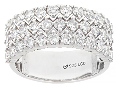 White Lab-Grown Diamond G-H VS Rhodium Over Sterling Silver Wide Band ...