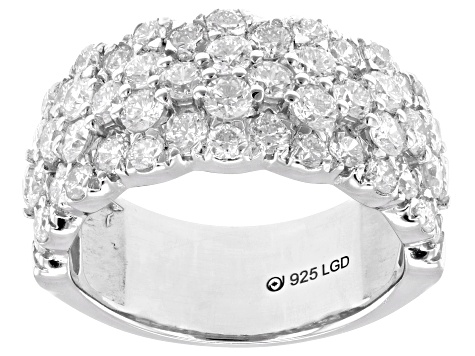 White Lab-Grown Diamond G-H VS Rhodium Over Sterling Silver Wide Band ...