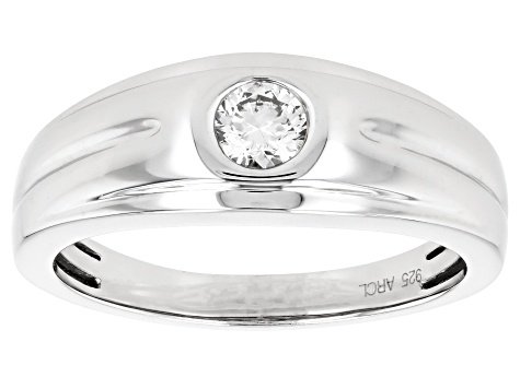 White Lab-Grown Diamond F-G VS Rhodium Over Sterling Silver Mens ...