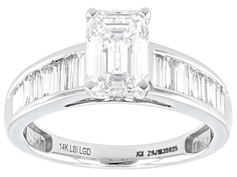 Emerald Cut and Baguette Lab-Grown Diamond F SI 14K White Gold Ring 2 ...