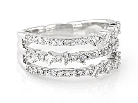 White Lab-Grown Diamond H SI Rhodium Over Sterling Silver Multi-Row Ring 0.50ctw - LGD725 | JTV
