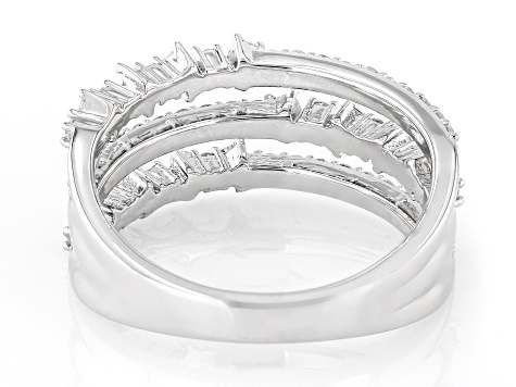 White Lab-Grown Diamond H SI Rhodium Over Sterling Silver Multi-Row ...