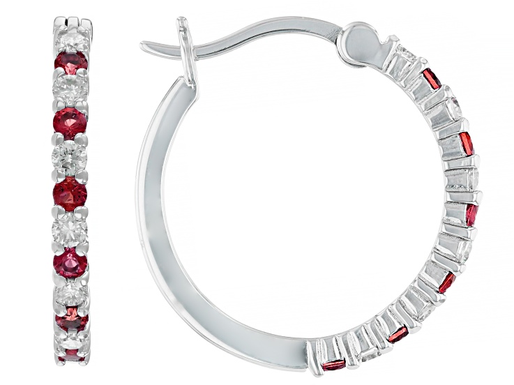 Lab Created Ruby And Lab-Grown Diamond Rhodium Over Sterling Silver ...
