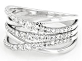 White Lab-Grown Diamond H SI1 Rhodium Over Sterling Silver Crossover Ring 0.62ctw - LGD925A | JTV