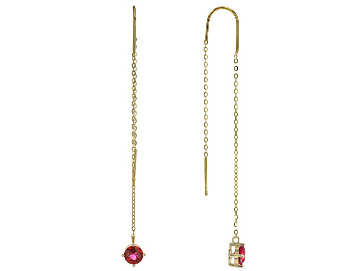 Red Mahaleo® Ruby 10k Yellow Gold Threader Earrings 1.24ctw - LLS585B | JTV