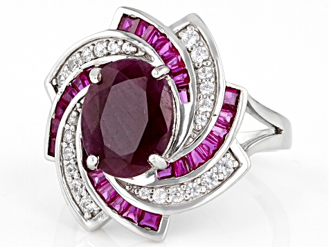 Red Ruby Rhodium Over Sterling Silver Ring 3.91ctw - MEH126 | JTV