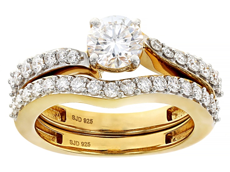 Moissanite 14k Yellow Gold Over Silver Ring And Band 1.52ctw DEW ...