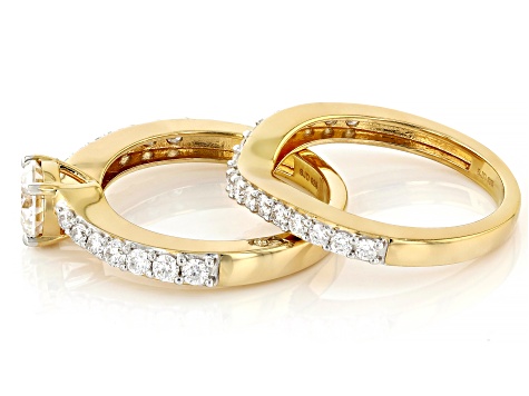 Moissanite 14k Yellow Gold Over Silver Ring And Band 1.52ctw DEW ...