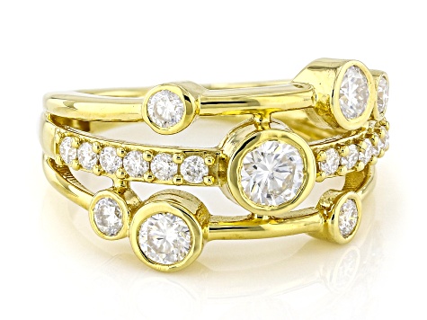 Moissanite 14K Yellow Gold Over Silver Scatter Design Ring 1.13ctw DEW ...