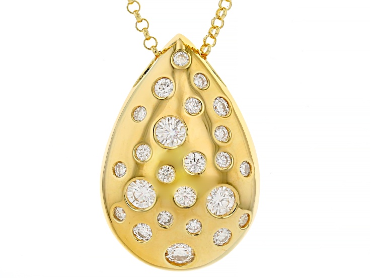 Moissanite 14k Yellow Gold Over Silver Scatter Design Pendant 1.18ctw ...