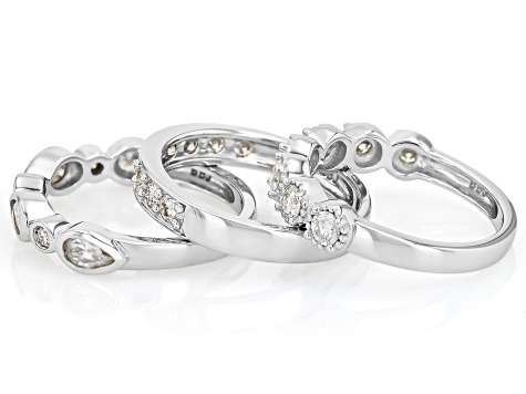 Moissanite Platineve Set Of Three Stackable Band Rings 2.37ctw DEW ...