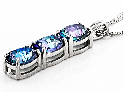 Blue petalite rhodium over sterling silver pendant with chain 2.44ctw ...