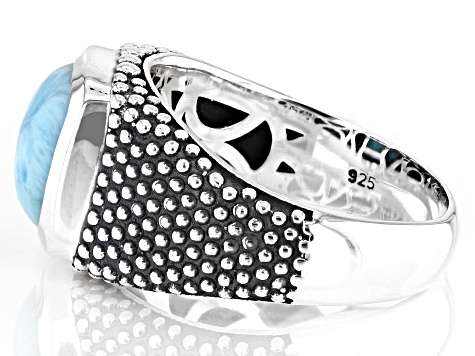 Square Cushion Larimar Sterling Silver Men's Ring - MJO120 | JTV