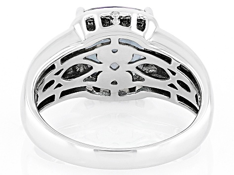 Multi-Color Quartz Rhodium Over Sterling Silver Men's Ring 3.83ct ...