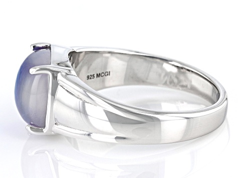 Blue Aurora Moonstone Rhodium Over Sterling Silver Men's Ring - MJO279 ...