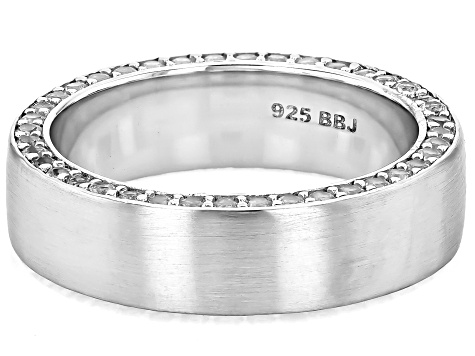 White Lab Created Sapphire Rhodium Over Sterling Silver Matte Finish ...