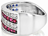 Blue & White Lab Created Sapphire Rhodium Over Sterling Silver Men's ...