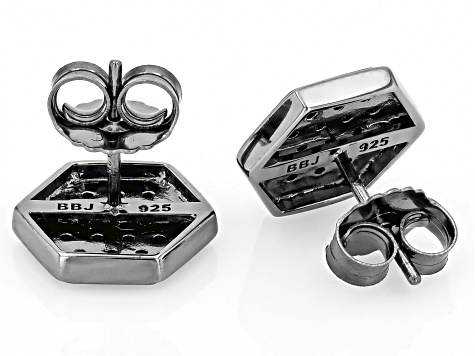 Jtv Black Spinel Black Rhodium Over Sterling Silver Men s Stud Earrings 0.26ctw