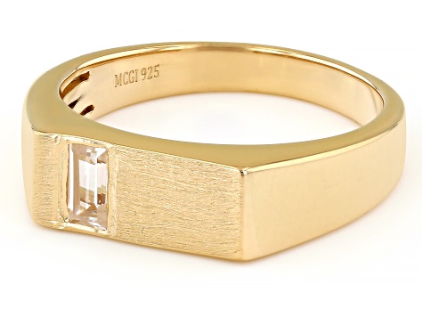 White Lab Created Sapphire 18k Yellow Gold Over Sterling Silver Men's ...