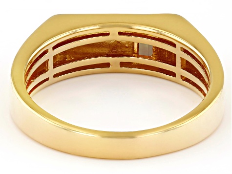 White Lab Created Sapphire 18k Yellow Gold Over Sterling Silver Men's ...