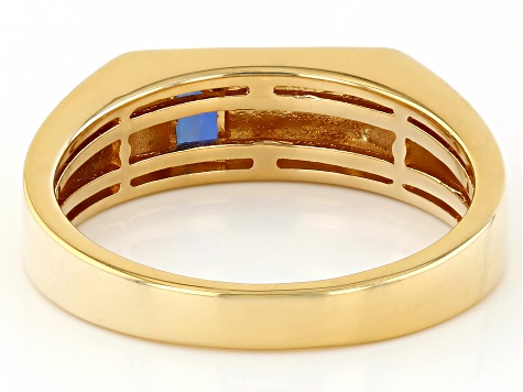 Blue Lab Created Sapphire 18k Yellow Gold Over Sterling Silver Men's ...