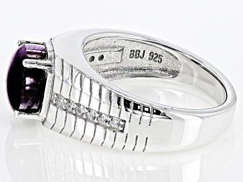 Red Indian Star Ruby Rhodium Over Silver Men's Ring 4.93ctw - MJW972A | JTV